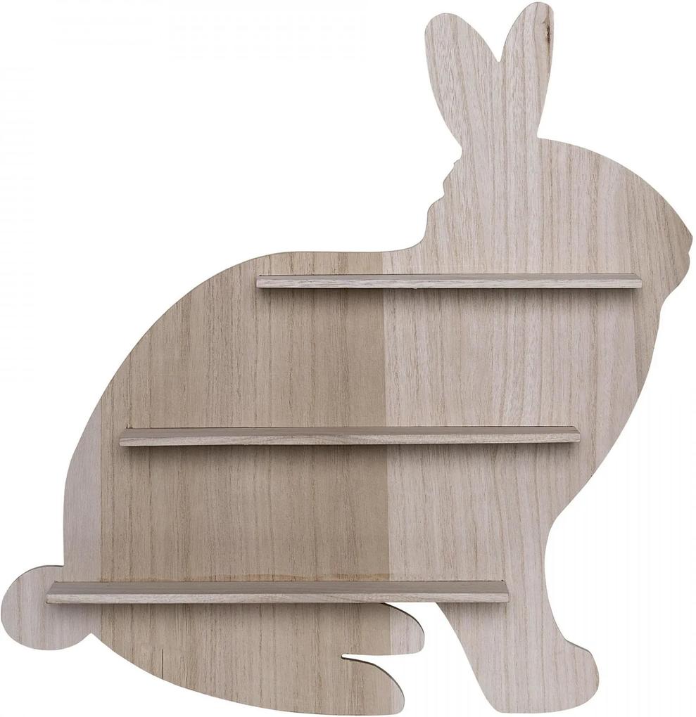 Bloomingville Dřevěná polička Rabbit Nature, hnědá barva, dřevo