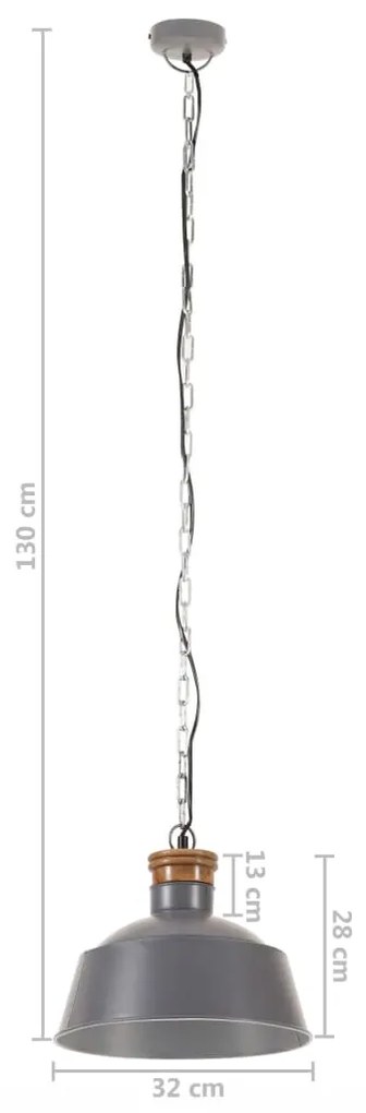 Industriální závěsné svítidlo 32 cm šedé E27,  320840