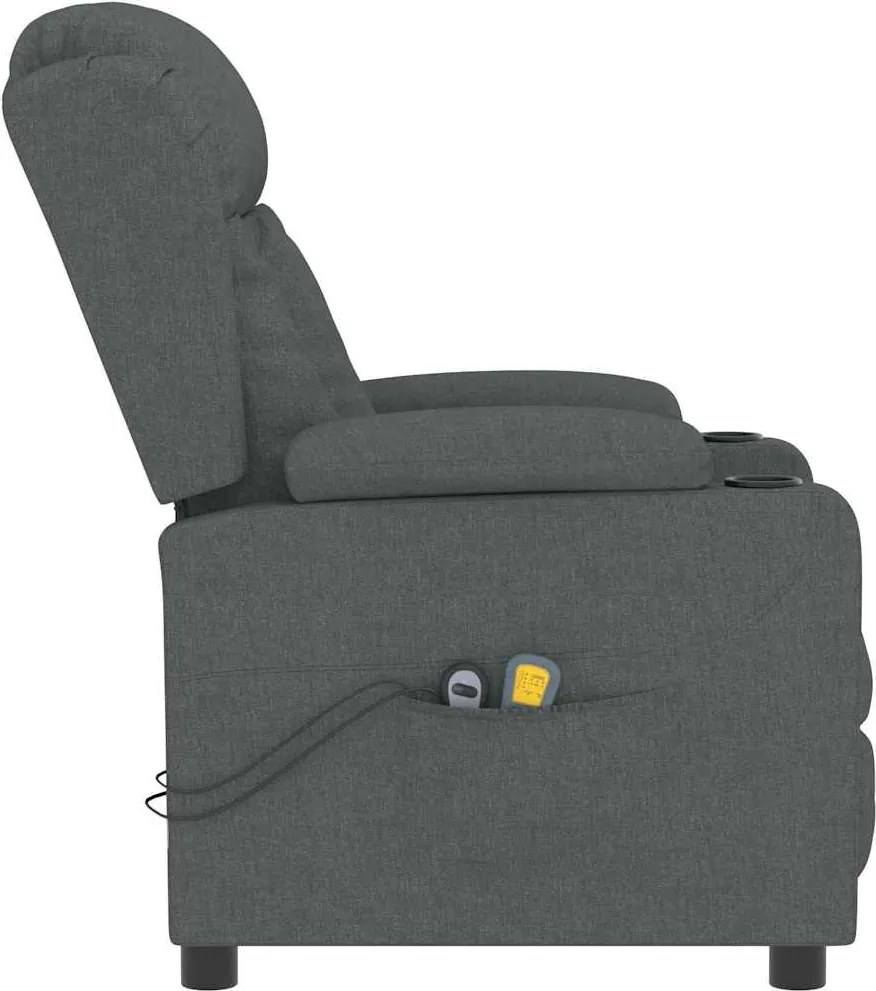 Elektrické masážní křeslo tmavě šedé textil 3098790