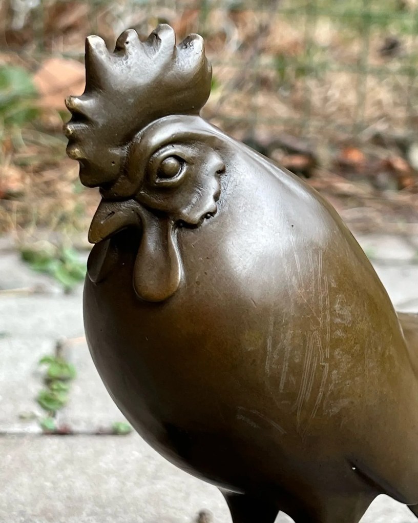 Bronzová socha soška - KOHOUT zvířecí figurína