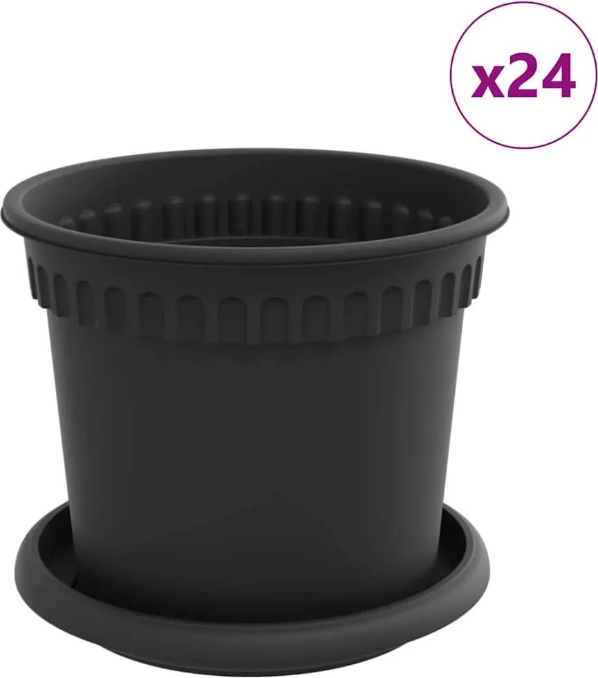 Květináče 24 ks Černá Plast 3403267