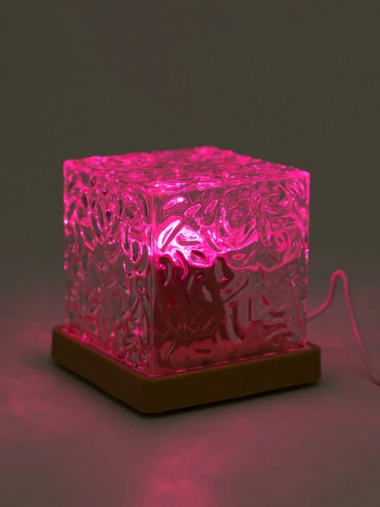 Sinsay - RGB LED dekorativní stolní lampa ve tvaru kostky s efektem tekoucí vody - clear