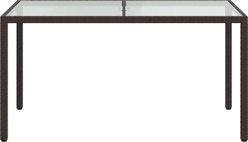 Zahradní stůl 150 x 90 x 75 cm tvrzené sklo a polyratan hnědý 316704
