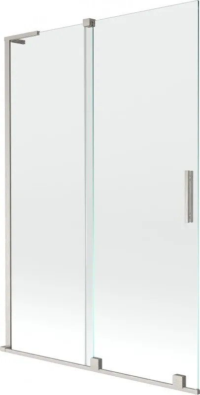 Mexen Velar L, 2-křídlová posuvná vanová zástěna 120 x 150 cm, 8mm čiré sklo, broušená ocel, 896-120-003-01-97