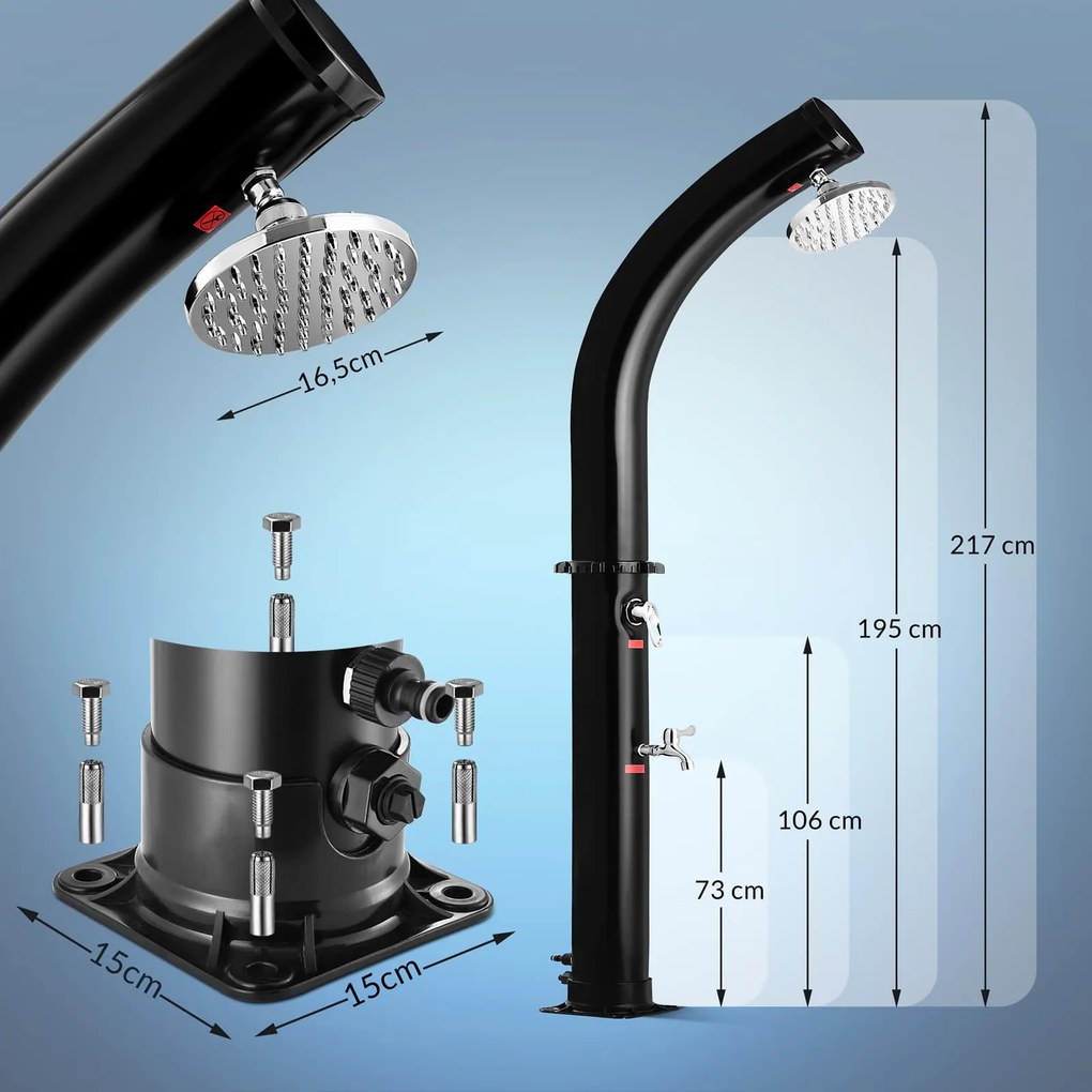 Deuba Zahradní solární sprcha Bow Black 20 L