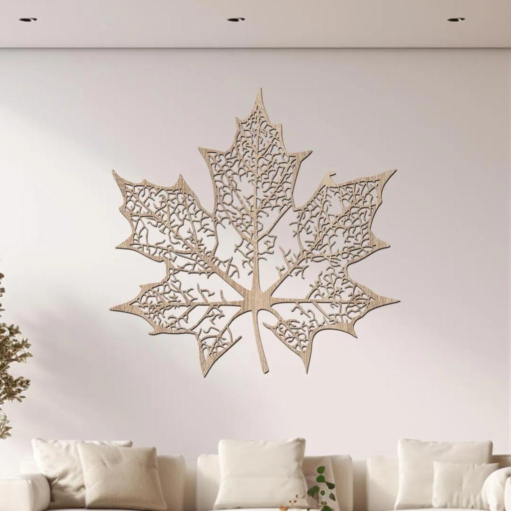 dřevo života Dřevěná dekorace na stěnu Podzimí list Rozměry (cm): 80x80, Barevný vzor: Bílá