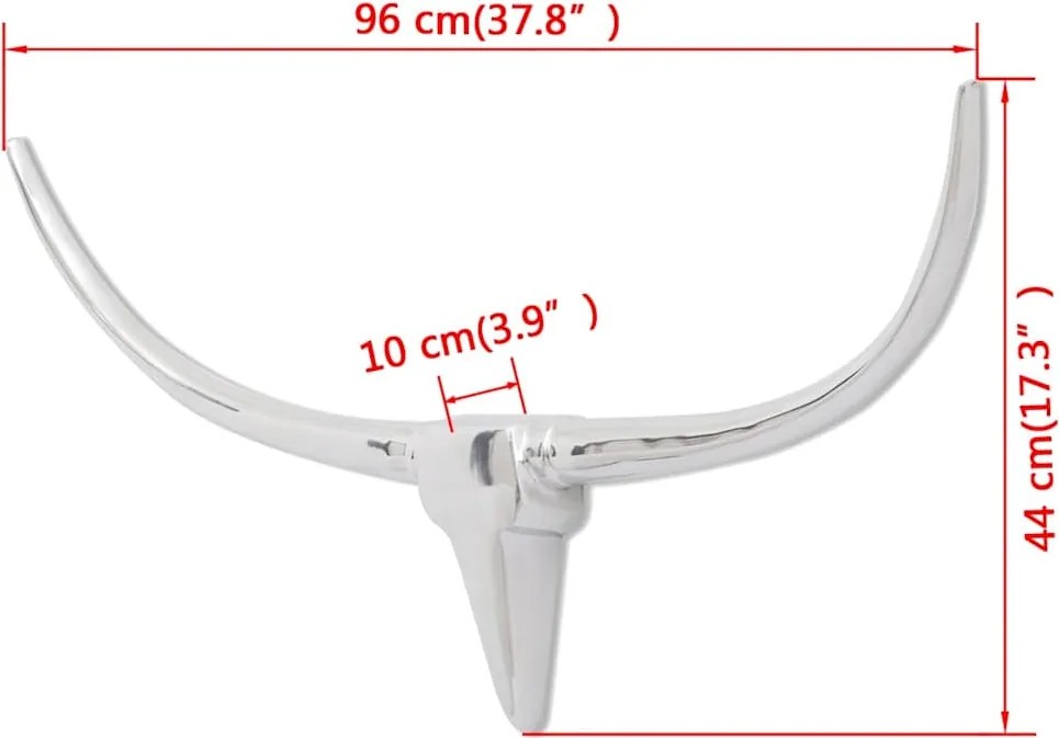 Nástěnná hliníková býčí hlava, dekorace, stříbrná barva 96 cm 242337