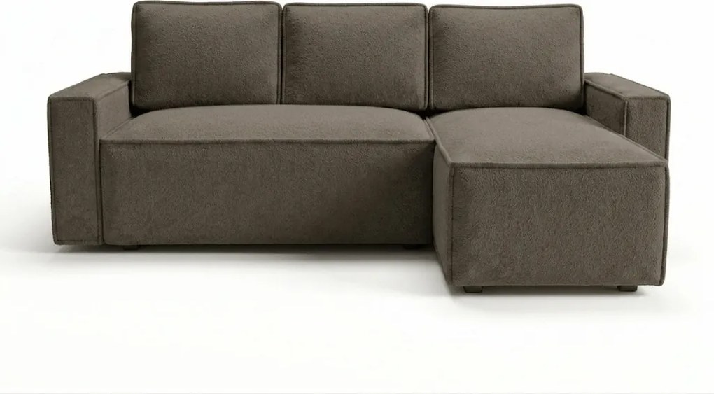 Rozkládací oboustranná sedací souprava do L SMART BOUCLE 232x143 cm, šedohnědá