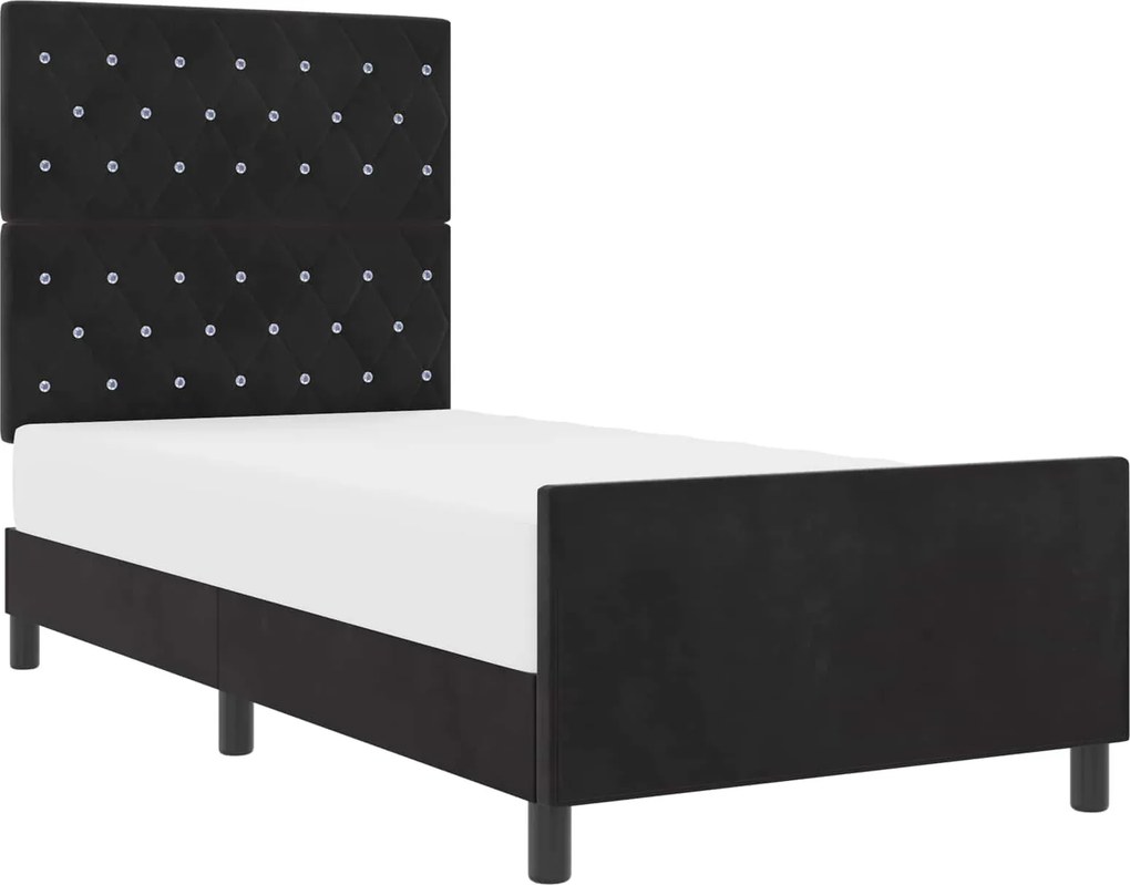 Postel s boxspringem s čelo Černá 90 x 190 cm samet 3344845