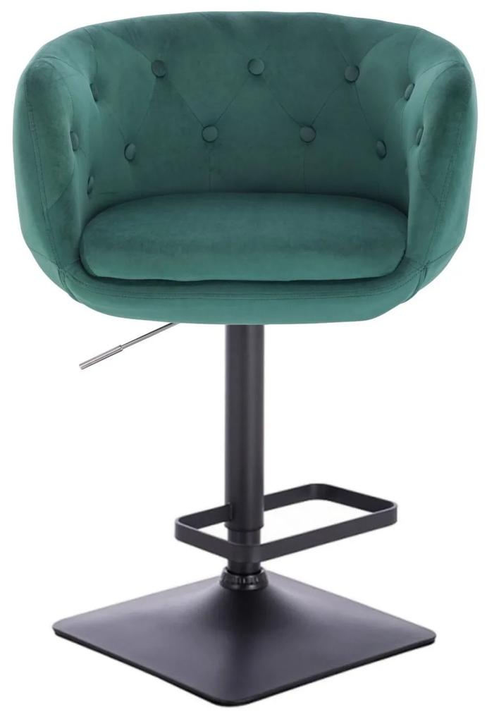 LuxuryForm Barová židle MONTANA VELUR na černé podstavě - zelená