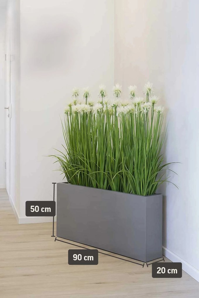 Květináč ELEMENTO SLIM, sklolaminát, šířka 90 cm, beton design, šedá, outlet