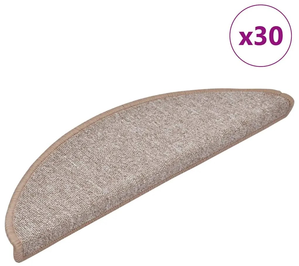 Schodové rohože 30 ks 56 x 17 x 3 cm světle hnědé půlkulaté 3365735