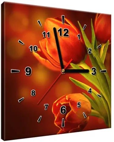 Tištěný obraz s hodinami Tajemné červené tulipány 30x30cm ZP1256A_1AI