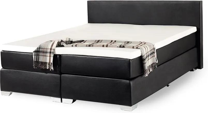 Černá kožená kontinentální postel 160x200 PRESIDENT | BIANO