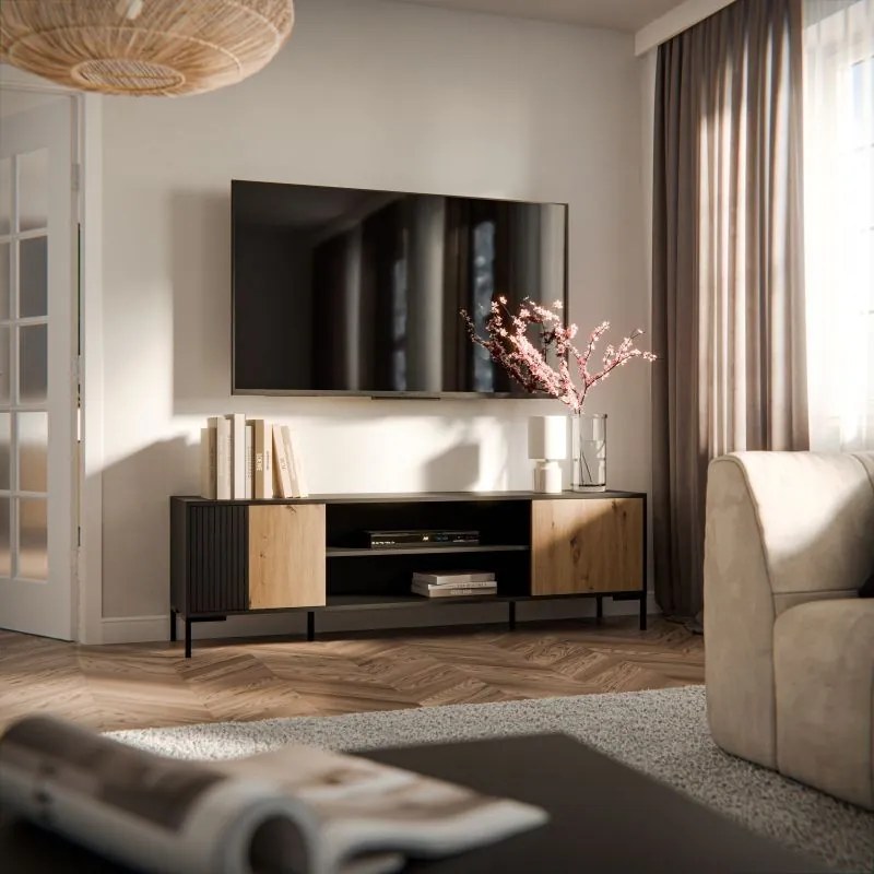 TV stolek Merci 180 cm černý/dub artisan