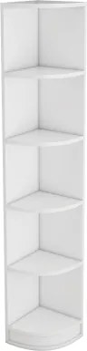 Aosom Rohový knihovník z MDF, pětivrstvý design, úsporný trojúhelníkový design, 42 x 30 x 180 cm, bílá