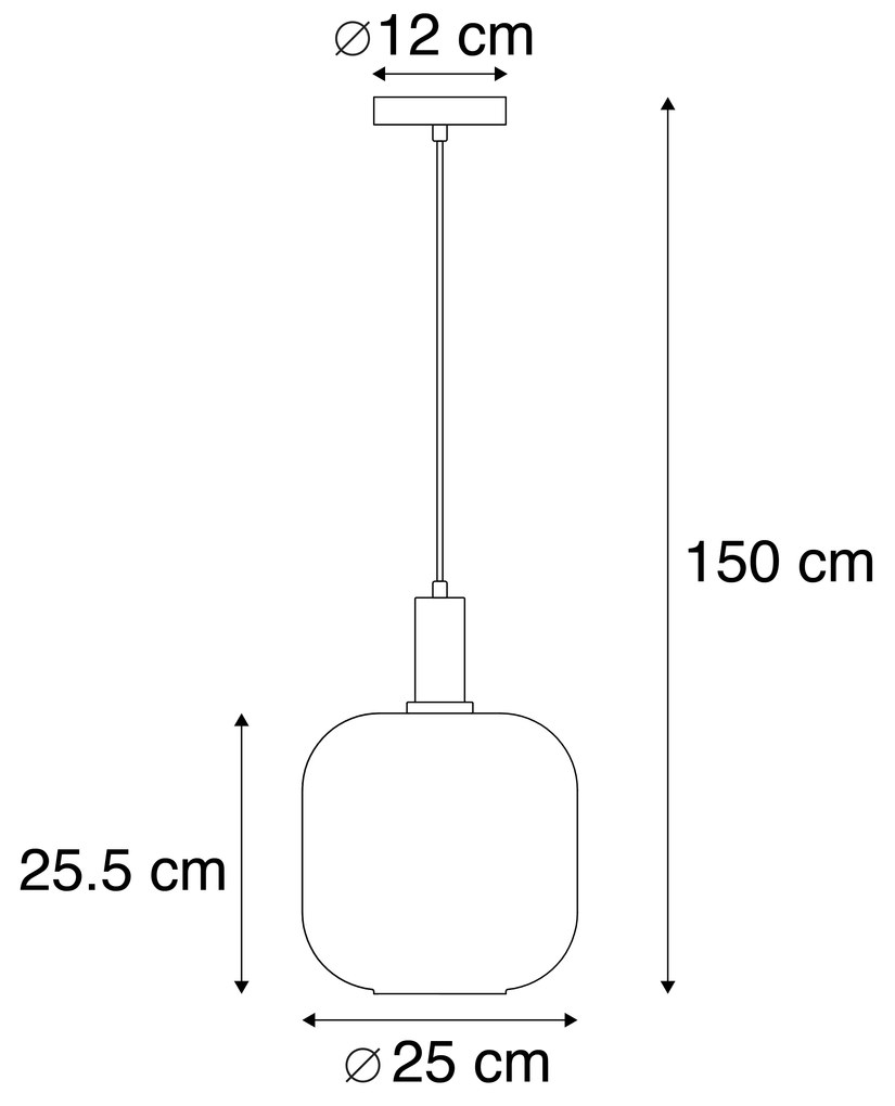 Chytrá závěsná lampa černá se zlatým a kouřovým sklem včetně WiFi G95 - Zuzanna