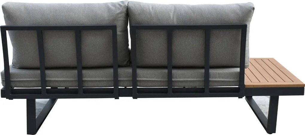 Zahradní set NOREVIA - polywood, hliník, látka, šedá / hnědá