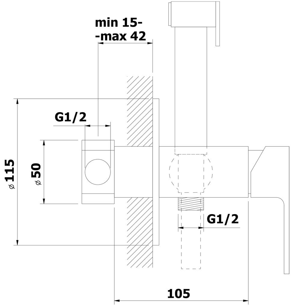 Bruckner SIEGER podomítková bidetová baterie se Stop sprškou, kulatá, chrom - 914.007.1
