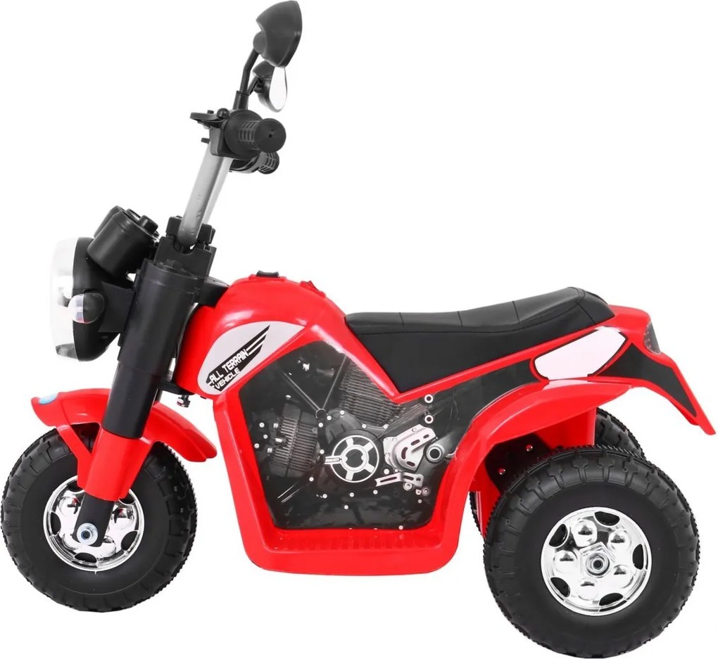 Ramiz Dětská bateriová motorka MiniBike červená + zvuky + LED světla + ekokůže