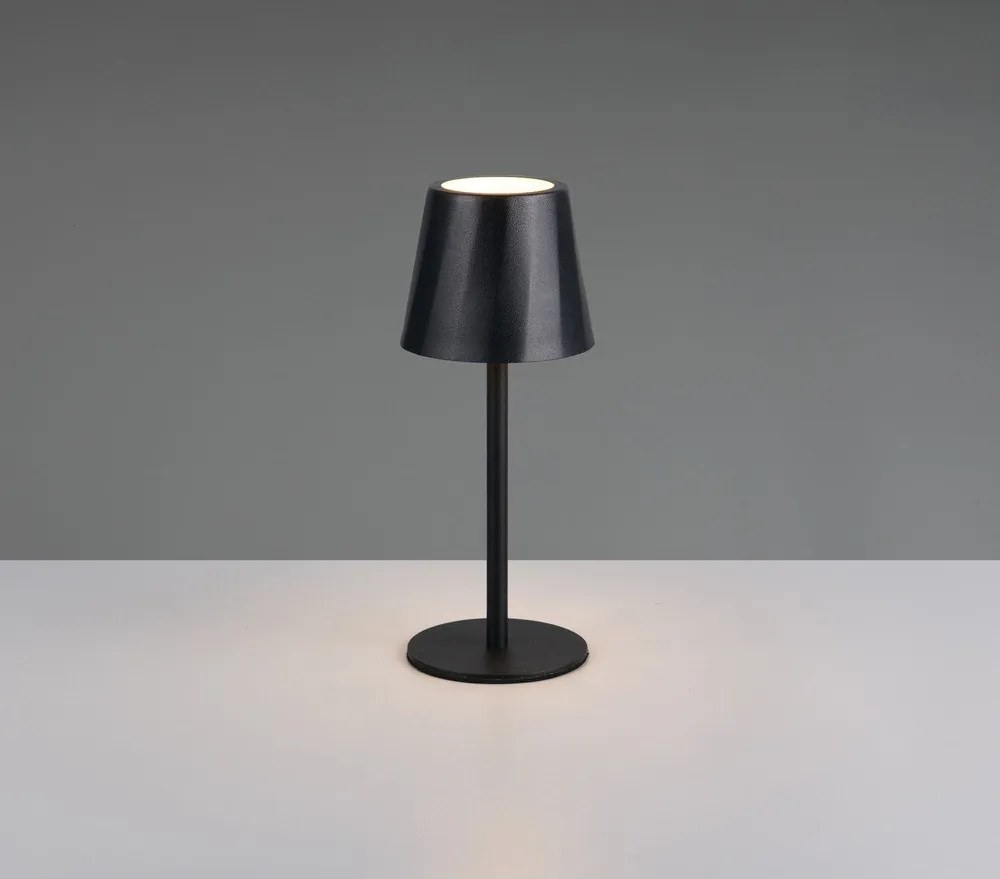 Matně černá LED stolní lampa s kovovým stínidlem (výška 21 cm) Diaz – Reality