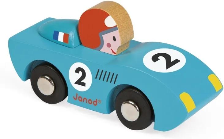 Dřevěné závodní auto - modré