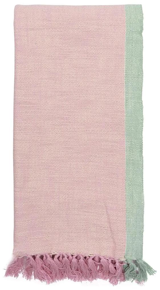 GREEN GATE Bavlněný přehoz Minna Pale pink 130x180 cm, růžová barva, textil