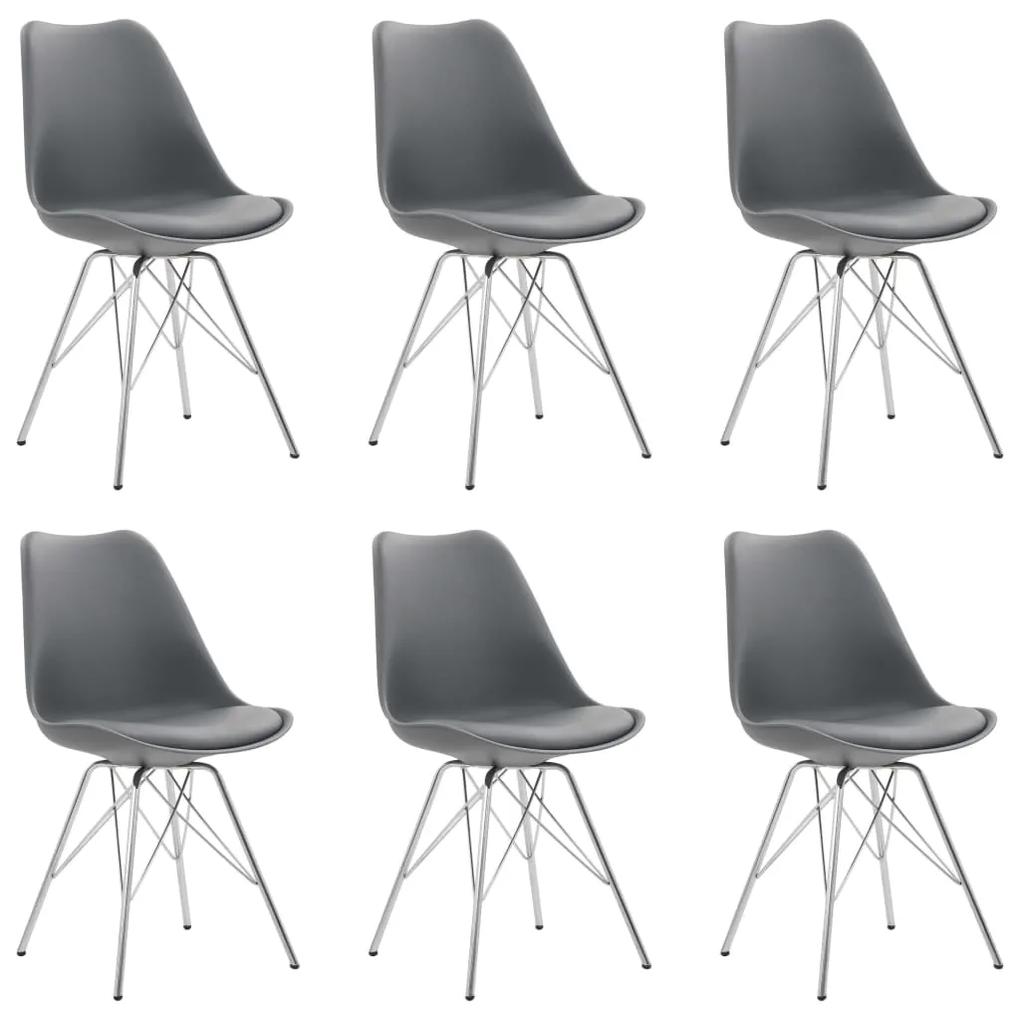 278655 vidaXL Jídelní židle 6 ks šedé umělá kůže