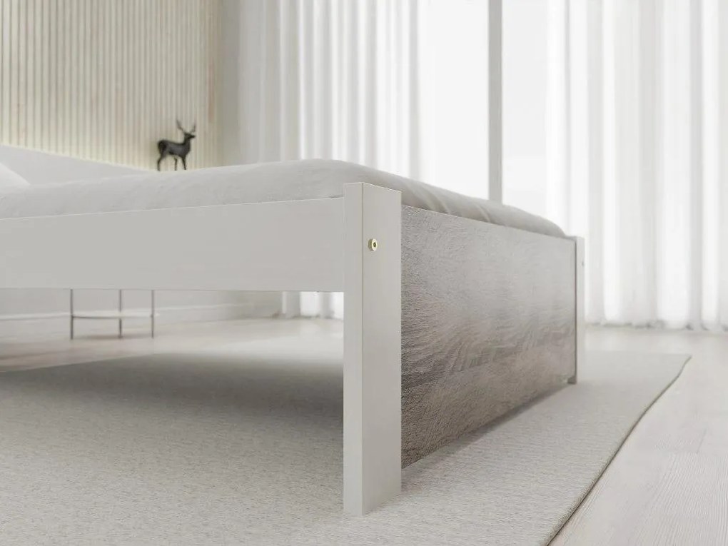 Postel IKAROS 80 x 200 cm, bílá/dub lanýž Matrace: Matrace Deluxe 10 cm, Rošt: S laťkovým roštem