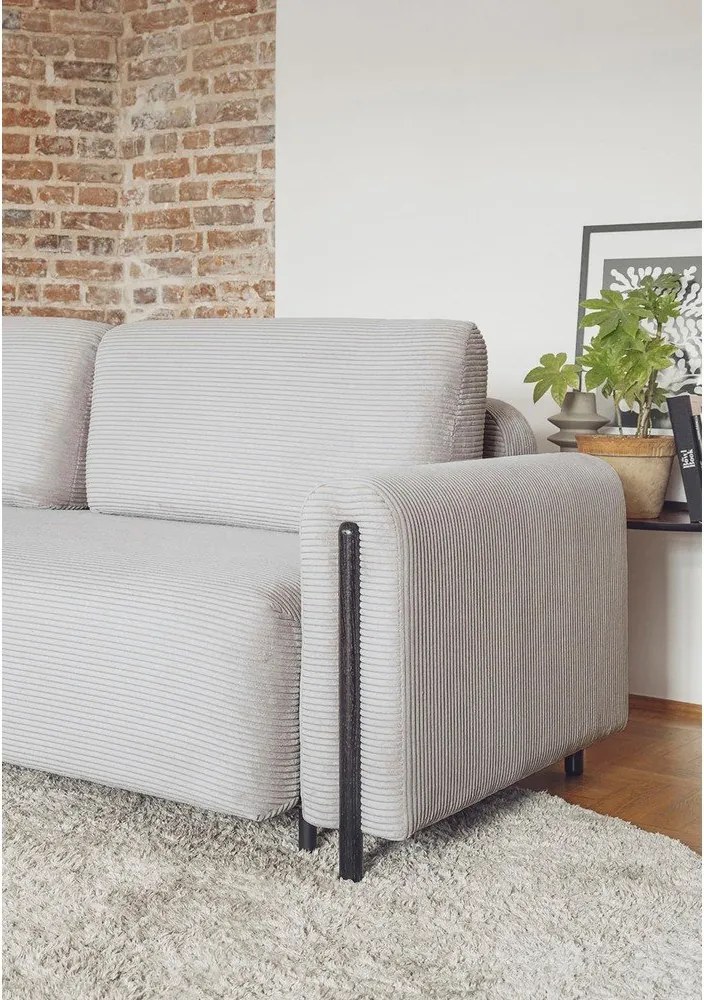 Šedá manšestrová rozkládací/s úložným prostorem pohovka 244 cm Arcadova – ELTAP