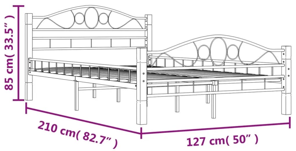 vidaXL Marketos Rám postele černý kovový 120 x 200 cm