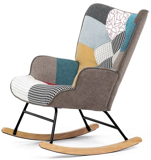Houpací křeslo VENTURA - patchwork látka Barva: Vícebarevná