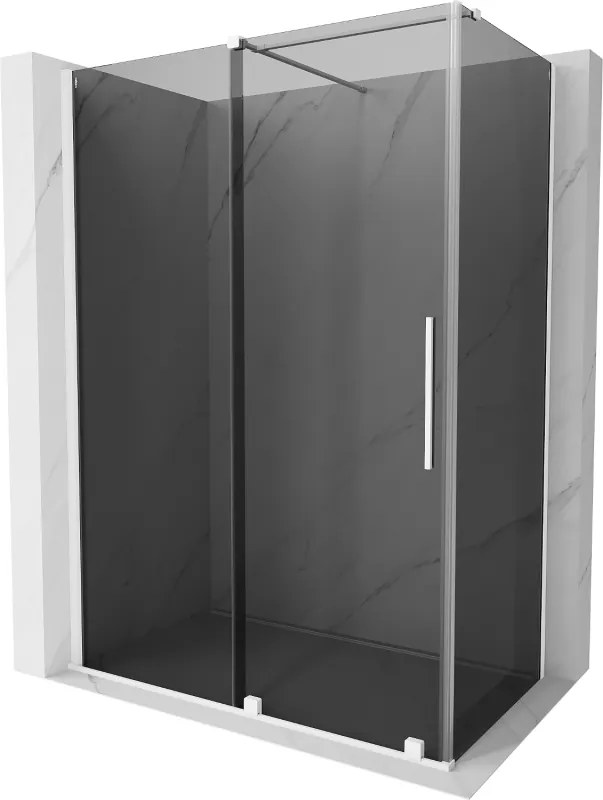 Mexen Velar, sprchový kout s posuvnými dveřmi 160 x 90 cm, 8mm šedé sklo, bílá matná, 871-160-090-41-20