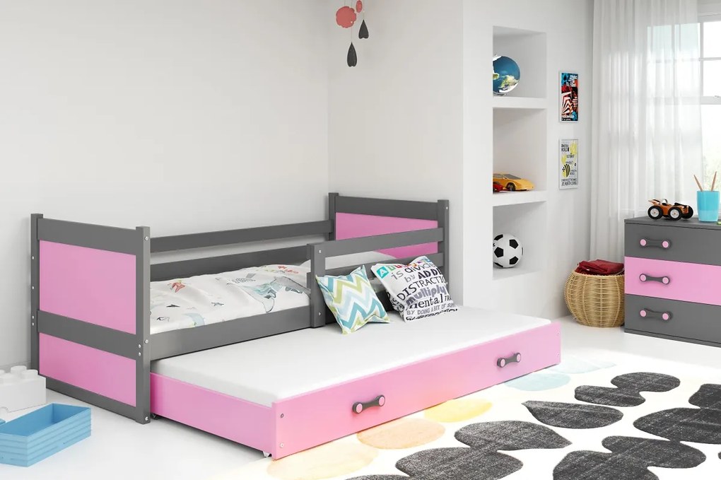 BMS Group Dětská postel s přistýlkou Rico 2 Grafit/zelená 190x80