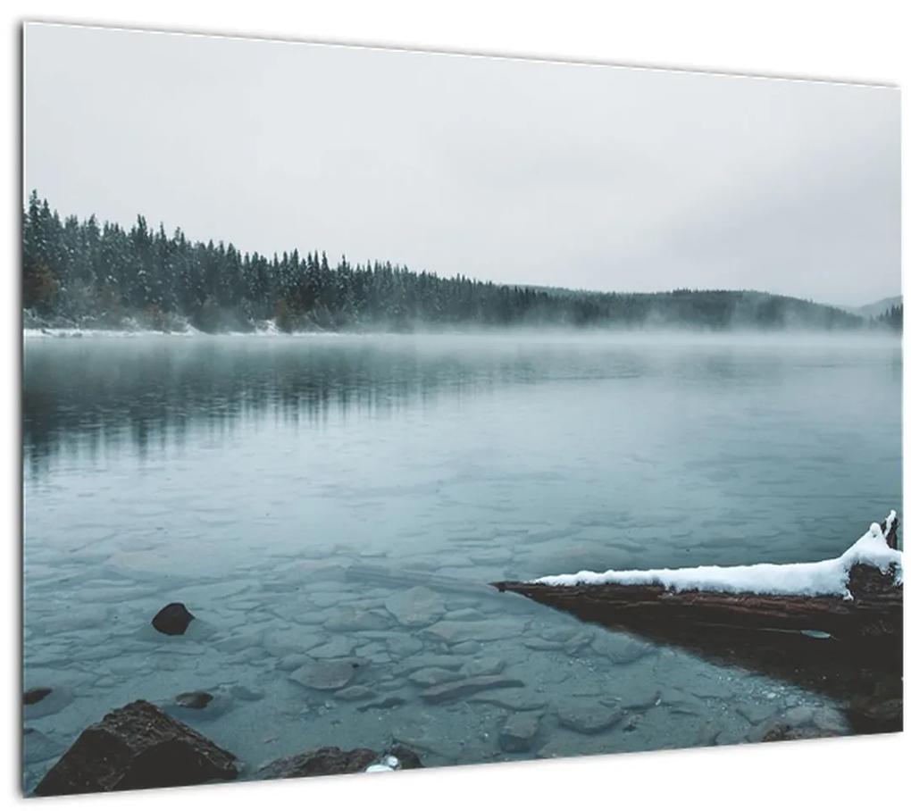 Skleněný obraz - ledové severské jezero (70x50 cm)