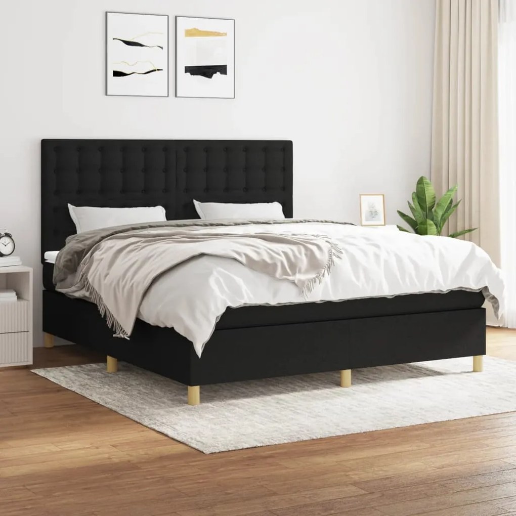 Box spring postel s matrací černá 160x200 cm textil 3142667