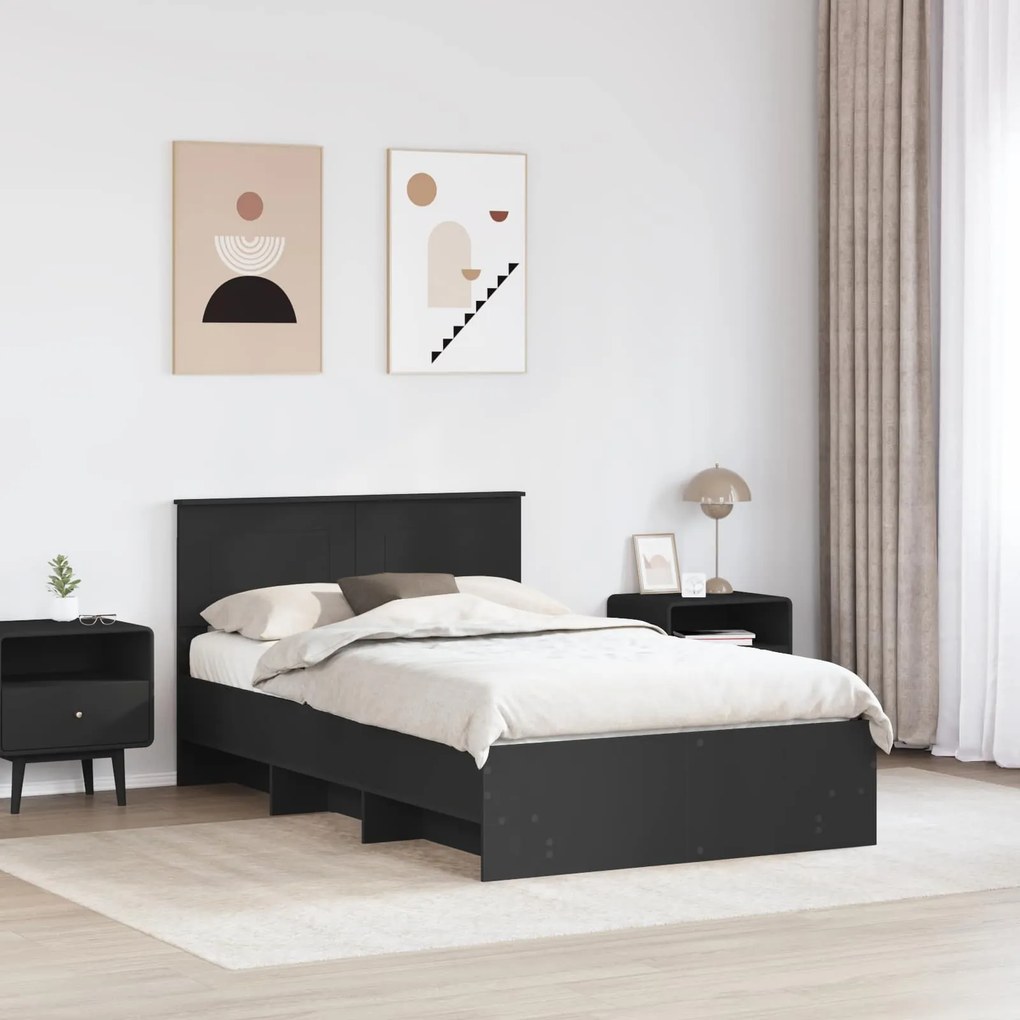 Rám postele s čelo Černá 137 x 203 cm Kompozitní dřevo 3408859