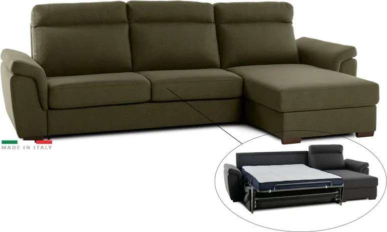 Rohová sedací souprava AZZURRA br. FIORELLO s rozkladem na každodenní spaní, pravá, 140, tm. zelená (enjoy new lux - 58 forest)