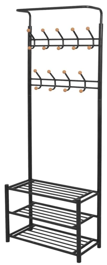 Věšák na oblečení s botníkem 68 x 32 x 182,5 cm černý 243726