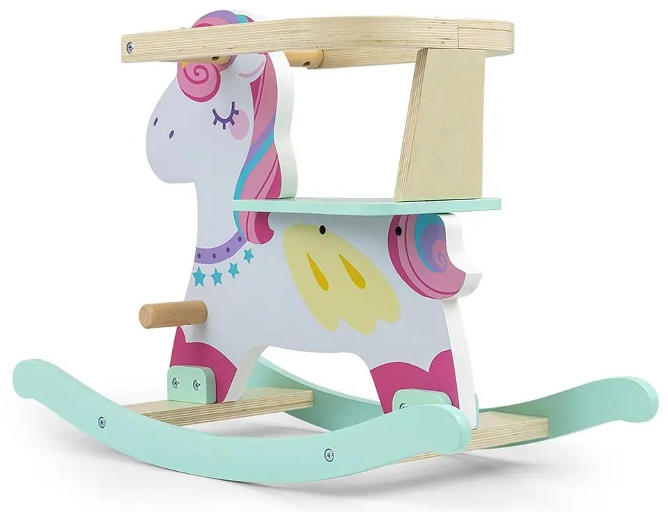 Dřevěný houpací koník s opěradlem Milly Mally Lucky 12 Unicorn