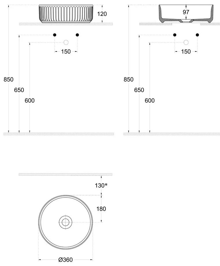 Bílé keramické kulaté umyvadlo ø 36 cm Ion – Sapho