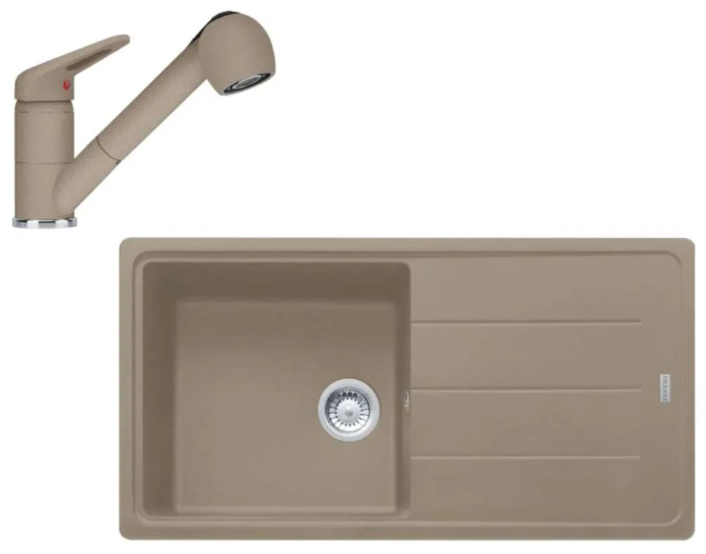 Franke - Kuchyňský set G138, fragranitový dřez BFG 611 a baterie FC 9547.424, kašmír 114.0510.592