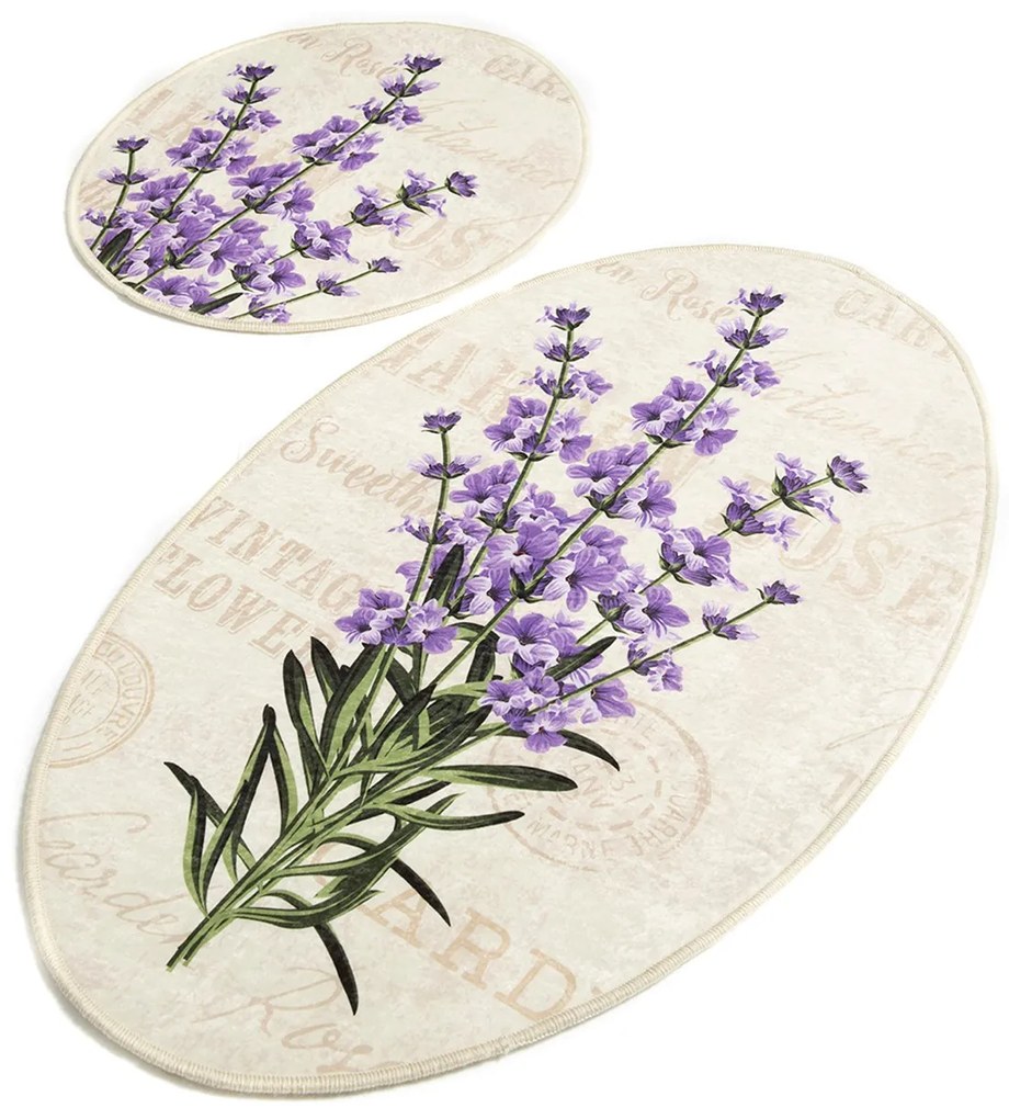 L´essentiel Maison Koupelnová předložka, Set 2 ks Lavender Djt, Vícebarevná