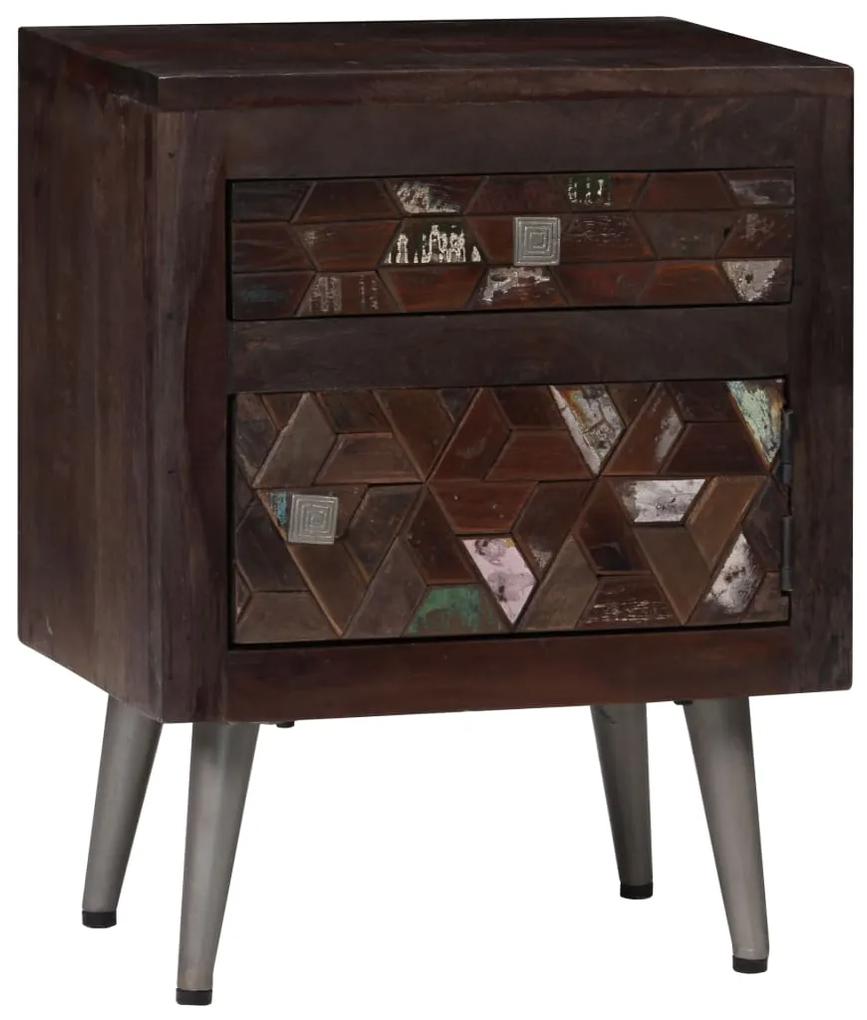 245916 vidaXL Noční stolek z masivního recyklovaného dřeva 40 x 30 x 50 cm