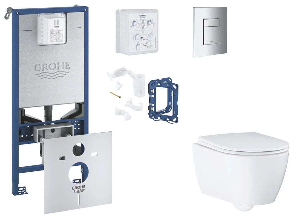 Grohe Rapid SLX - Set předstěnové instalace, klozetu, sedátka SoftClose, tlačítka Skate Cosmopolitan a sady pro vhazování tablet, chrom SANI11BB2131