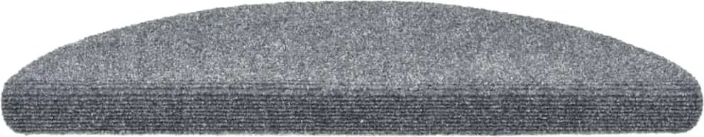 Schodové rohože samolepicí 15 ks 56 x 17 x 3 cm světle šedé půlkulaté 132693