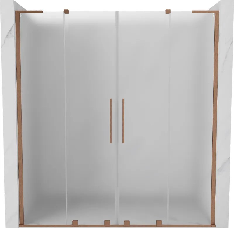 Mexen Velar L Duo, posuvné sprchové dveře do otvoru 200 cm, 8mm sklo námraza, měděná matná, 871-200-003-32-65