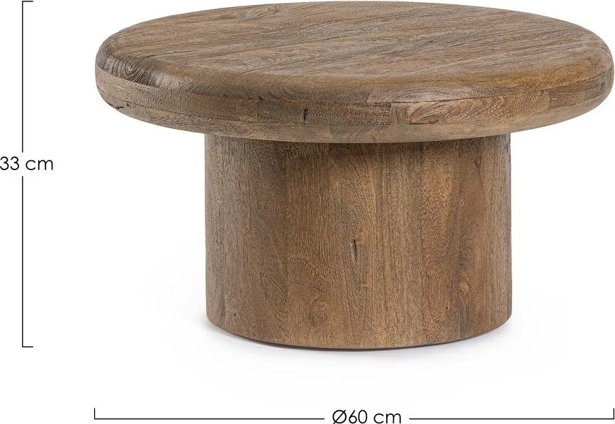 Kulatý konferenční stolek z mangového dřeva v tmavě přírodní barvě ø 60 cm Lopez – Bizzotto