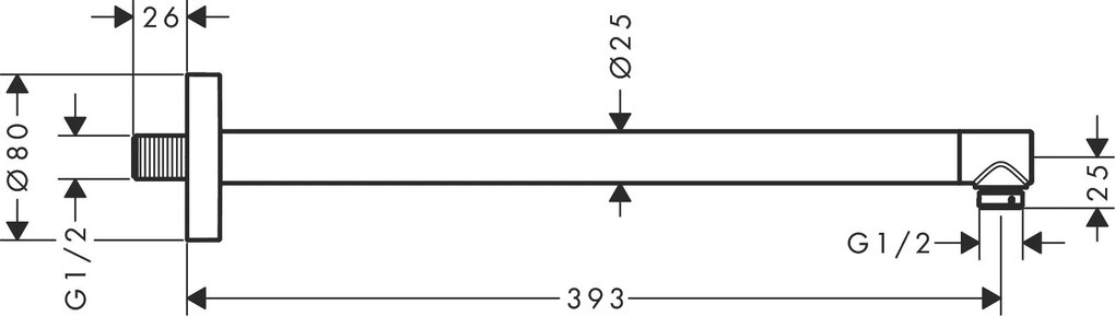 HANSGROHE Hansgrohe, sprchové rameno S 390 mm, černá matná, HAN-24357670