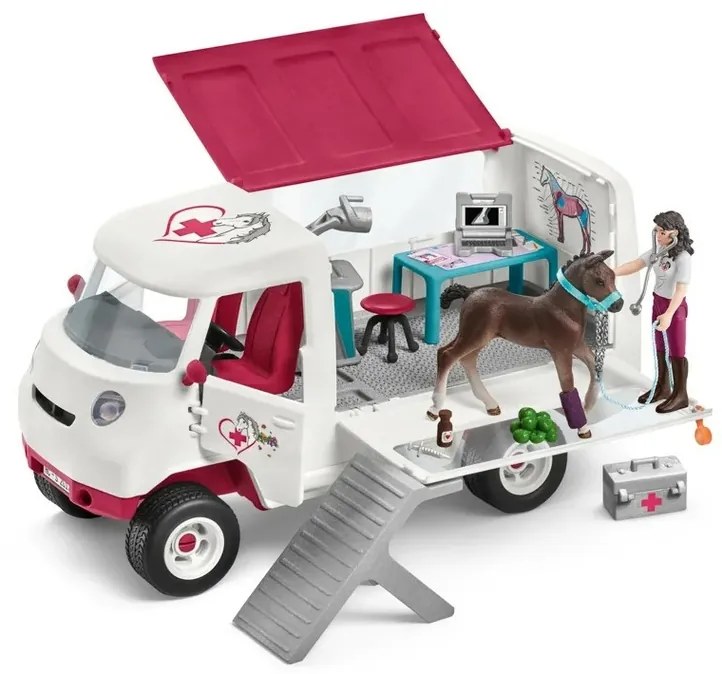 Schleich 42439 Mobilní veterinární  klinika s klisnou a ošetřovatelem, new